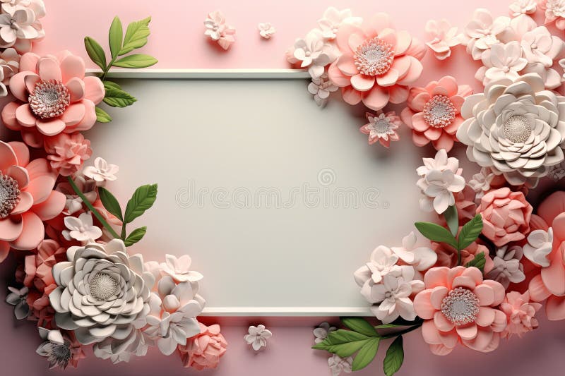 Decorative Sakura Cherry Blossom Flower with Botanical Floral Frame ...