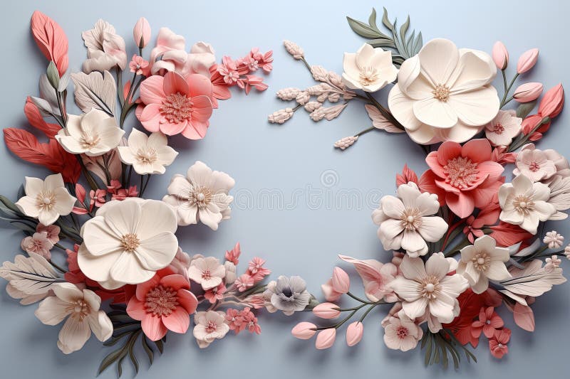 Decorative Sakura Cherry Blossom Flower with Botanical Floral Frame ...