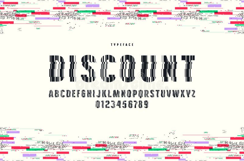 Decorative Sans Serif Font with Glitch Distortion Effect Stock Vector ... Decorative Sans Serif Font with Glitch Distortion Effect Stock Vector ...