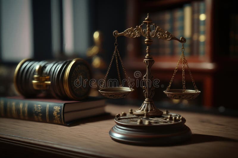 Decorative Scales of Justice on the Table. AI Generation Stock ...