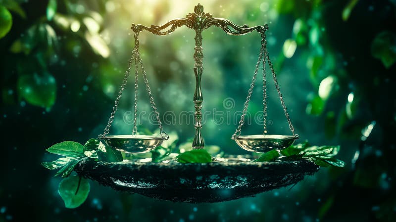 Decorative Scales Made of Tree Branches Balance Elegantly among Green ...