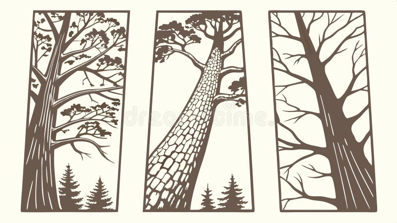 Tree Trunk Panels, Nature Vector Design Decorative Screens. Vector ...