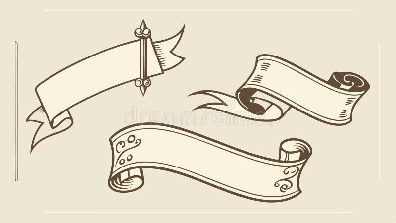 Decorative Scroll Banner Variations Vector Set Generative AI Stock ...