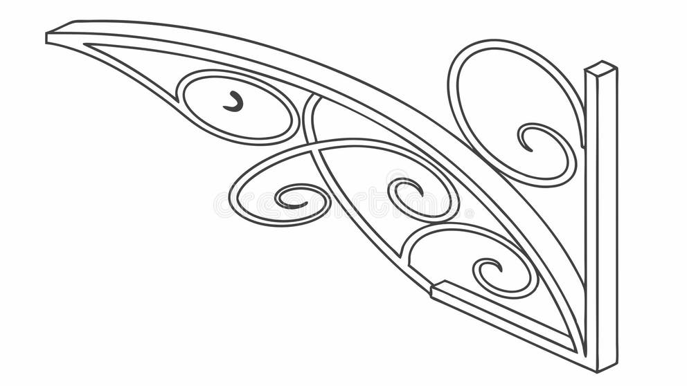 Decorative Scroll Bracket, Elegant Architectural Support, Vector Design ...