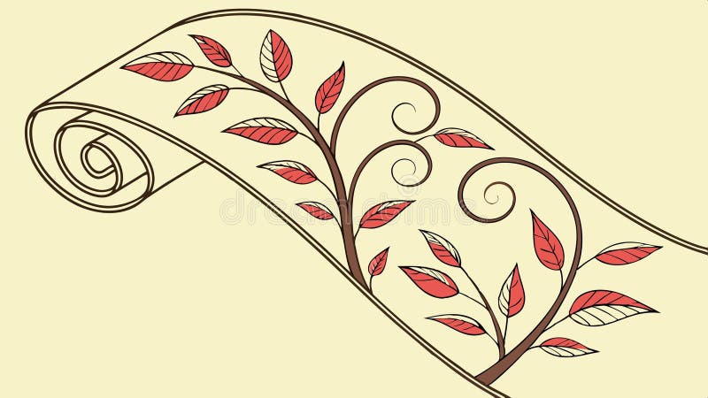 Decorative Scroll with Floral Vine Pattern Illustration Vector Design ...