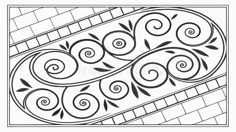 Decorative Scroll Pattern Vector Outline Tile Design, Ornamental Art ...