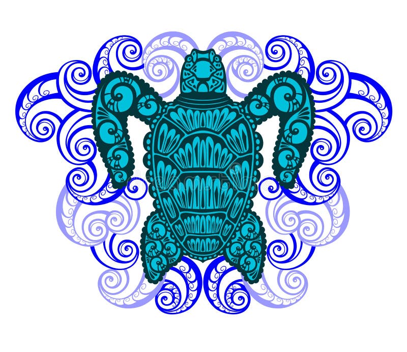 Decorative Sea Turtle Turquoise Oceanlife Vector Art. Vector ... Decorative Sea Turtle Turquoise Oceanlife Vector Art. Vector ...