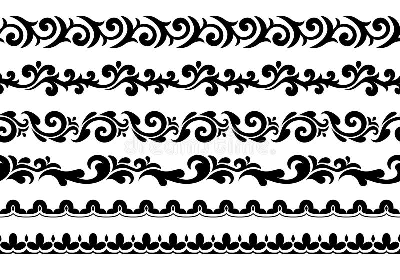 Decorative Seamless Borders Vector Set. Stock Vector - Illustration of ...