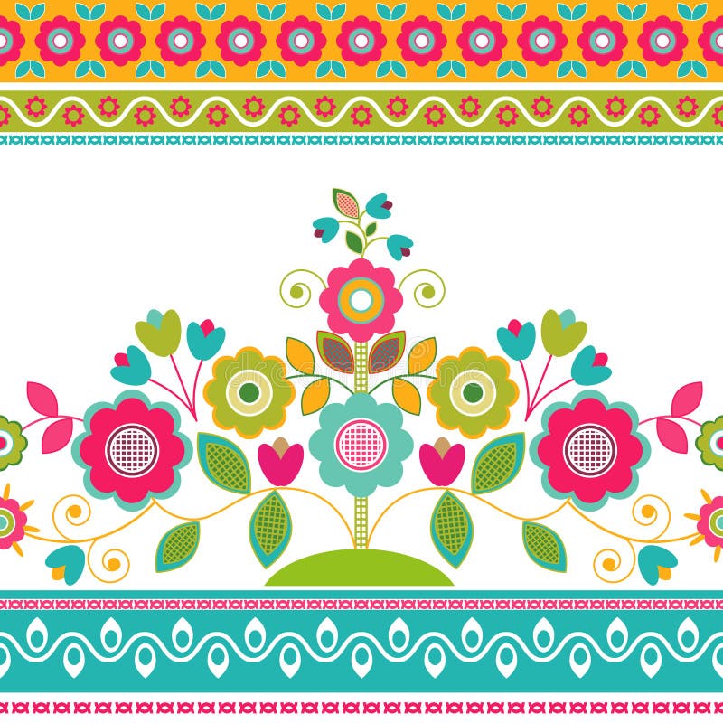 Decorative Seamless Floral Border Stock Vector - Illustration of ...