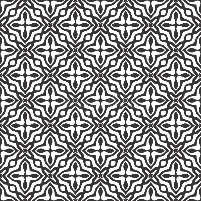 Decorative Seamless Floral Geometric Black & White Pattern Background ...