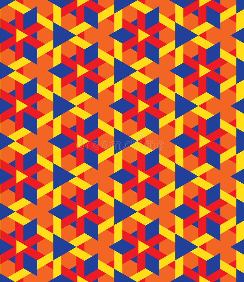 Decorative Seamless Geometrical Pattern of Triangles in Blue, Red ...