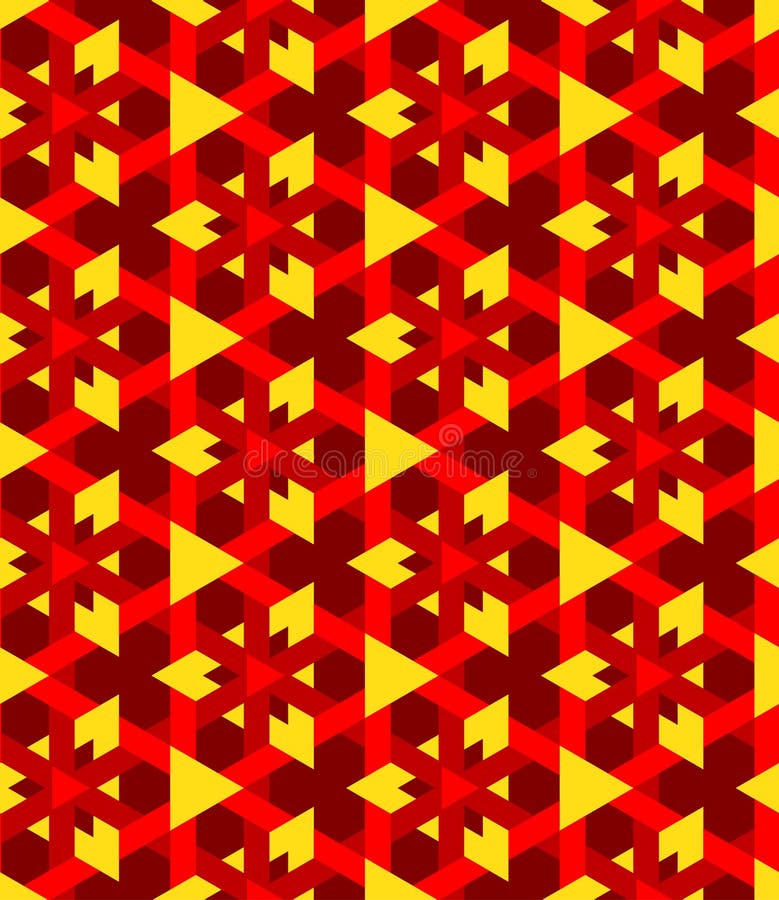 Decorative Seamless Geometrical Pattern of Triangles in Red and Yellow ...