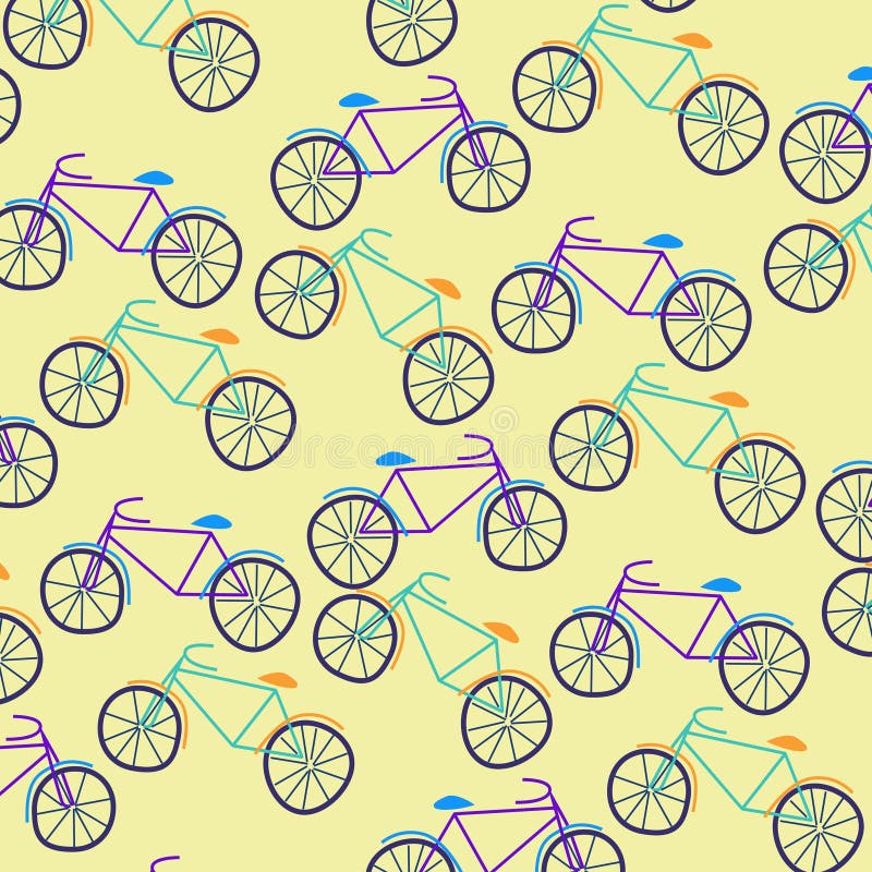 Decorative Seamless Pattern with Bikes. Stock Vector - Illustration of ...