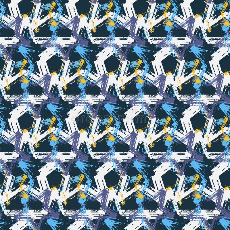 Decorative Seamless Pattern Contrast Star Graffiti on Dark Blue ...