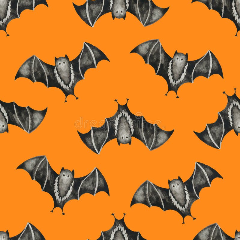Decorative Seamless Pattern Featuring Whimsical Bats on a Vibrant ...
