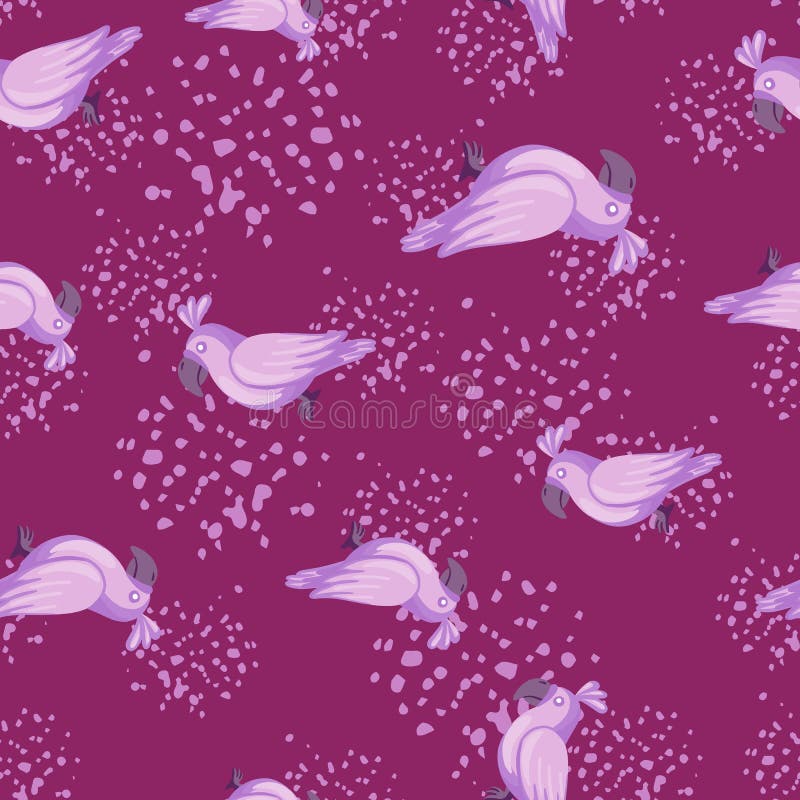 Decorative Seamless Pattern with Random Parrots Shapes. Purple ...