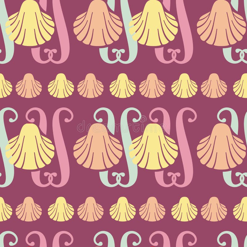 Decorative Seamless Pattern with Shells Stock Illustration ...