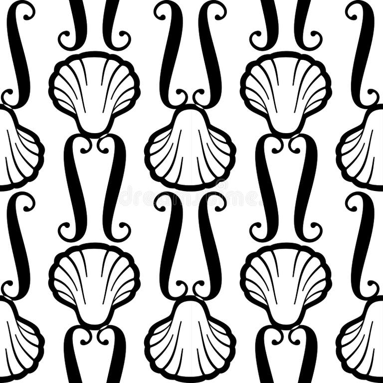 Decorative Seamless Pattern with Shells Stock Illustration ...