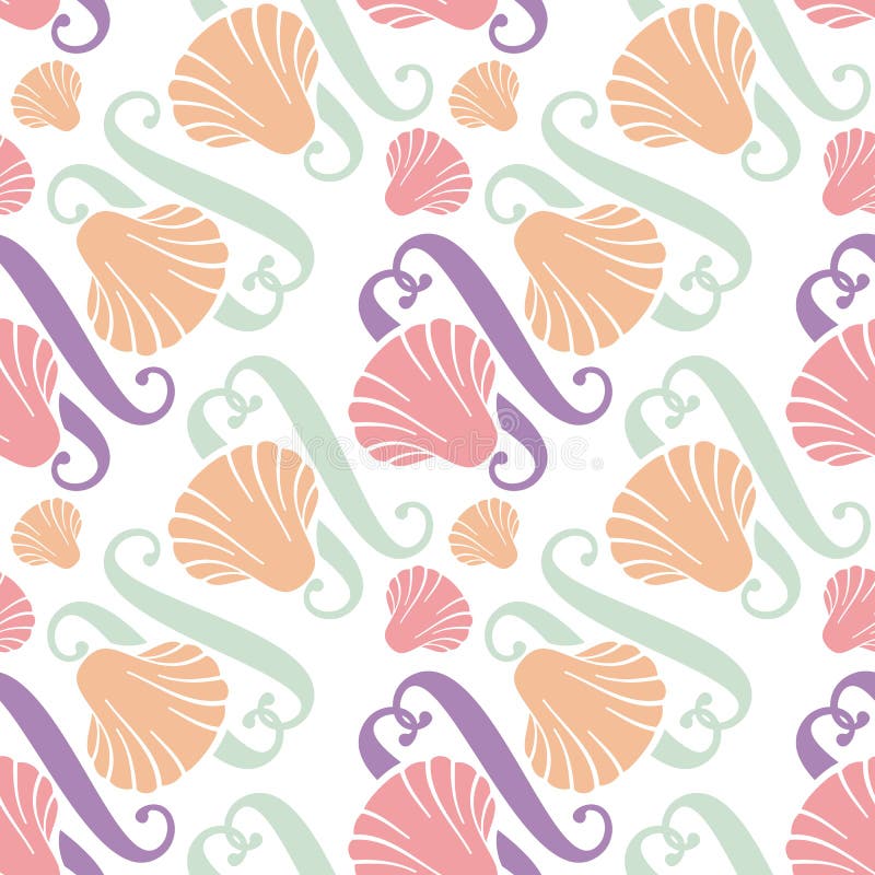 Decorative Seamless Pattern with Shells Stock Illustration ...
