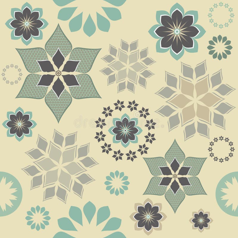 Decorative Seamless Pattern with Stylish Flowers and Elements Stock ...
