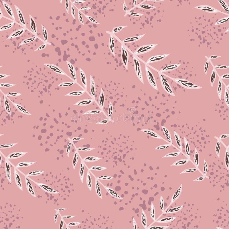 Decorative Seamless Pattern with White Outline Branches Silhouettes ...