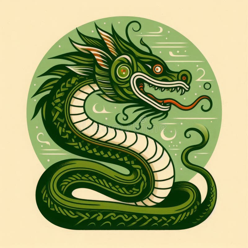 Aztec-Inspired Feathered Serpent Stock Illustration - Illustration of ...