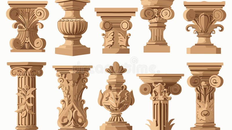 A Decorative Set of Baluster Columns in a Detailed Architectural Style ...