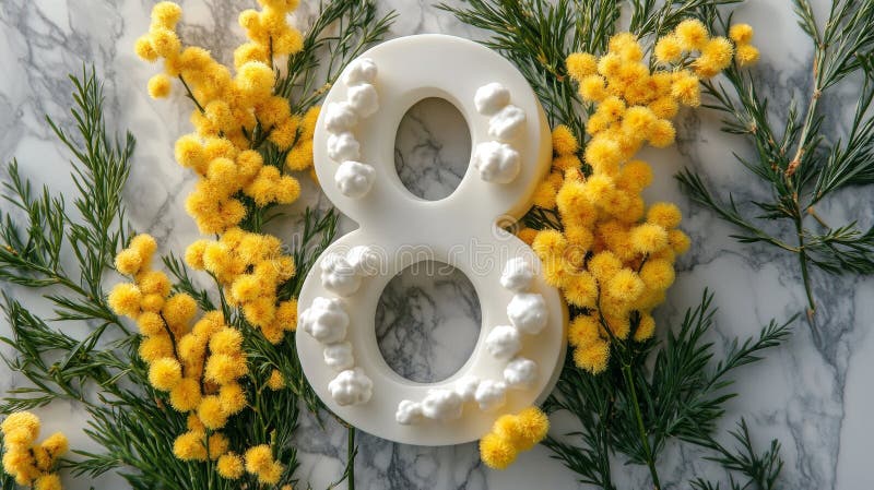 Celebratory Arrangement Featuring Number Eight Surrounded by Vibrant ...