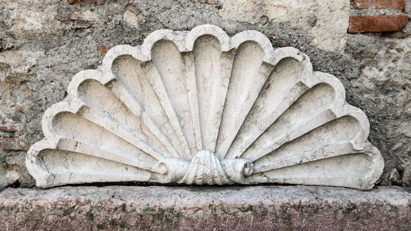 Decorative Shell Carved in White Marble. Stock Image - Image of classic ...