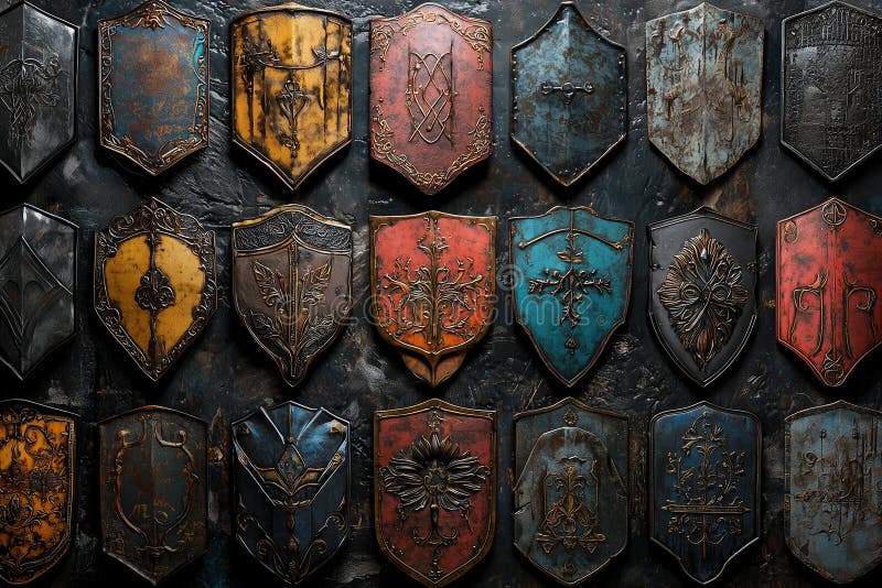 Decorative Shield Wall Art stock illustration. Illustration of shields ...
