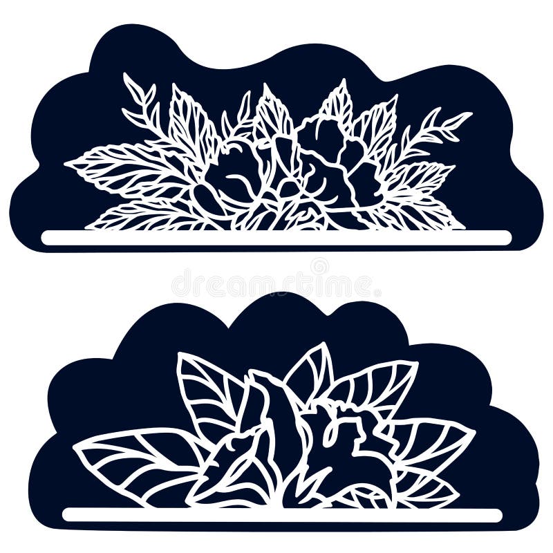 Decorative Silhouettes of Flowers in Black and White Stock Vector ...