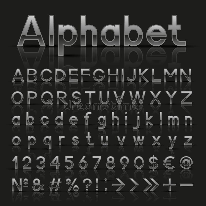 Decorative silver alphabet stock vector. Illustration of uppercase ...