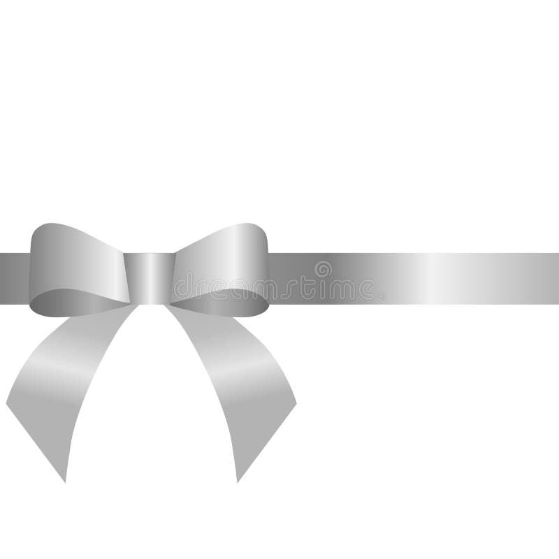 Decorative Silver Bow with Diagonally Ribbon on the Corner. Stock ...