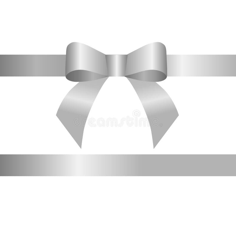 Decorative Silver Bow with Two Horizontal Ribbon Stock Vector ...