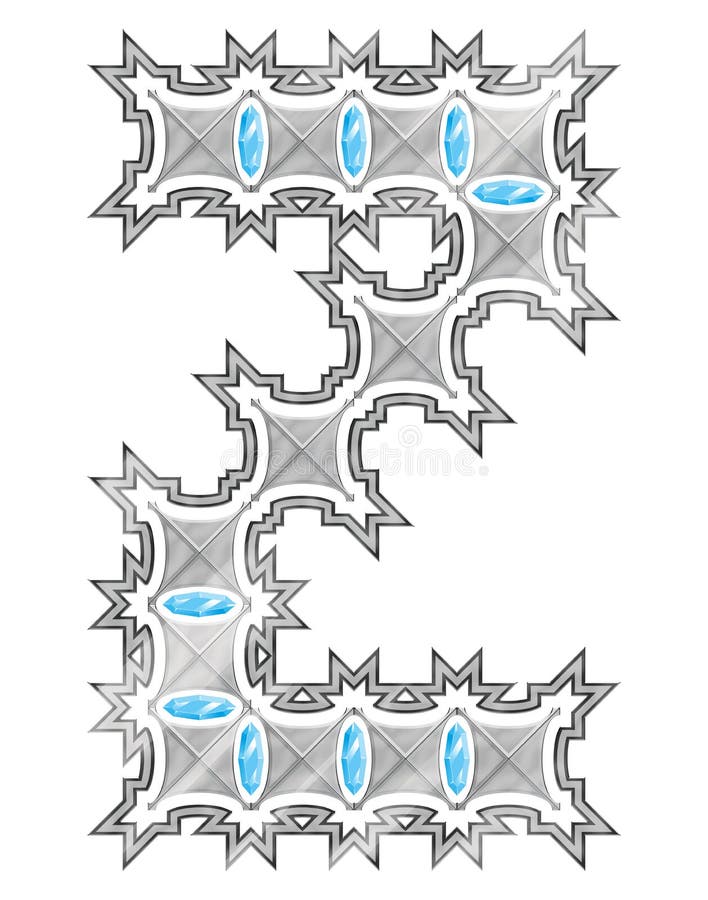 Decorative Silver Letter with Blue Gems Isolated on White Background ...