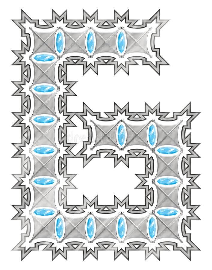 Decorative Silver Letter with Blue Gems Isolated on White Background ...