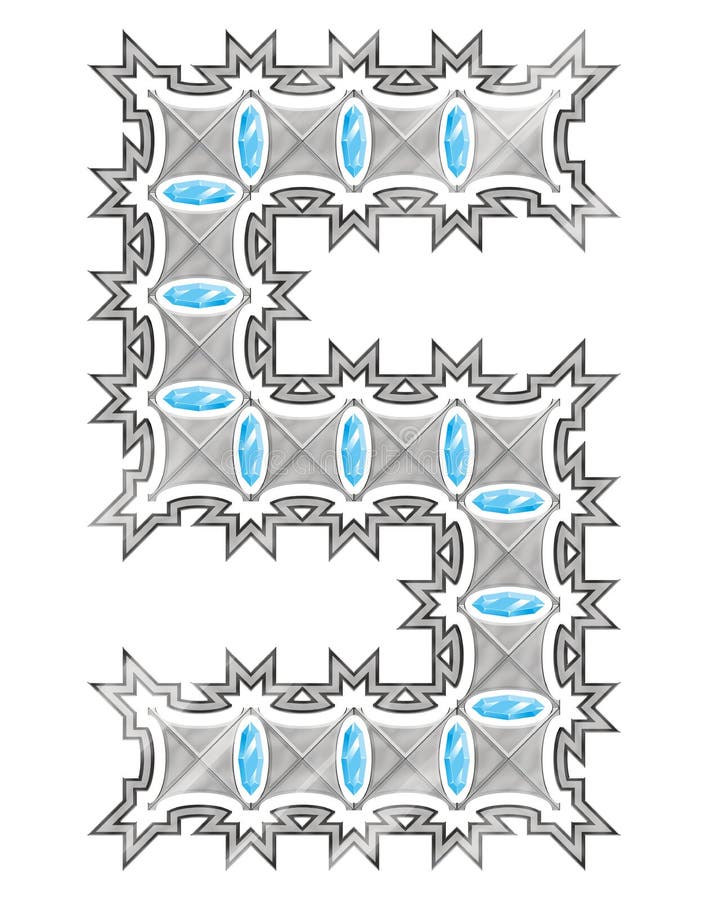 Decorative Silver Letter with Blue Gems Isolated on White Background ...