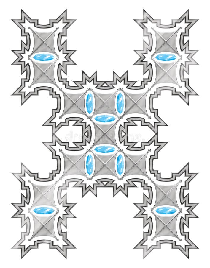 Decorative Silver Letter with Blue Gems Isolated on White Background ...