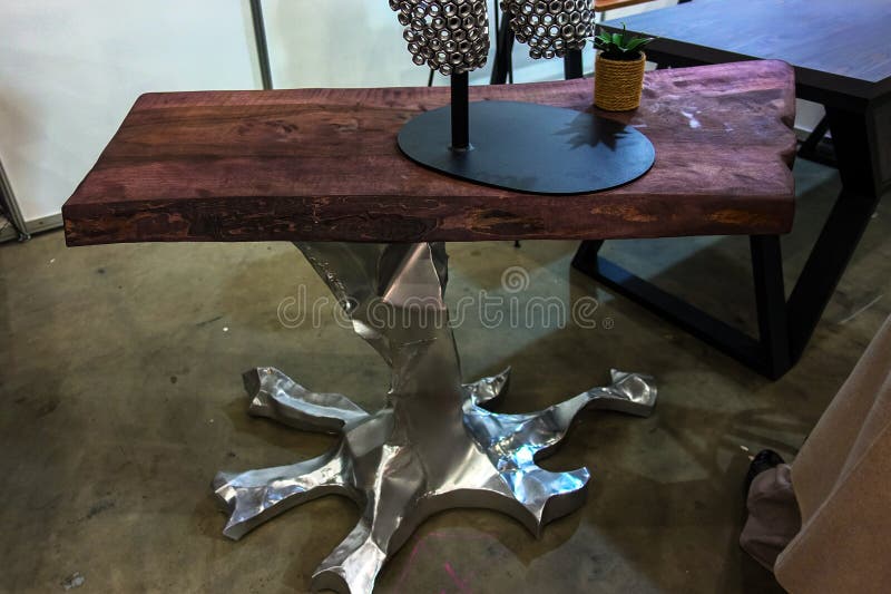 Decorative Silver Metal Coffee Table Leg in the Shape of a Tree Root ...