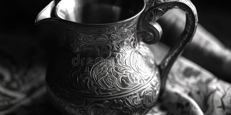 Silver Pitcher on Table stock image. Image of vintage - 376379685