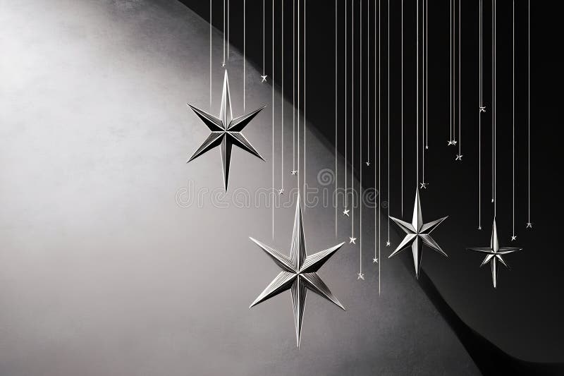 Decorative Silver Stars Hanging in a Minimalist Setting for a Festive ...