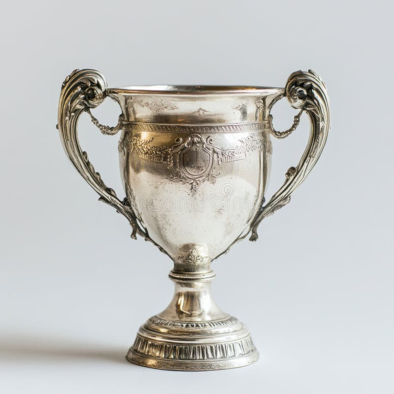 A Decorative Silver Trophy with Ornate Handles, Symbolizing Achievement ...
