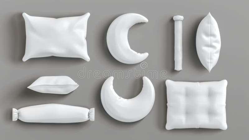 Decorative and Sleeping Pillow Mockups Set of White Cushions in ...