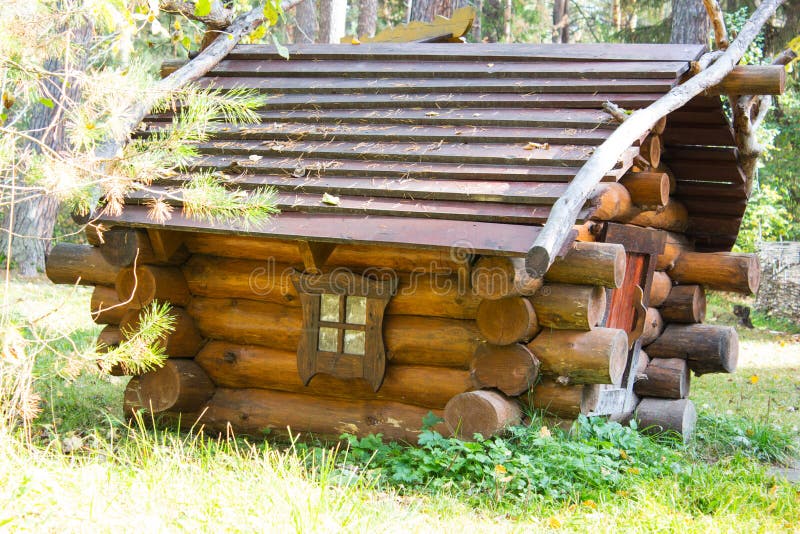 Decorative Small Exotic Wooden Hut in the Forest Stock Photo - Image of ...