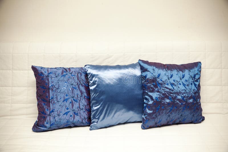 Decorative Small Pillow on the Bed Stock Image - Image of interior ...