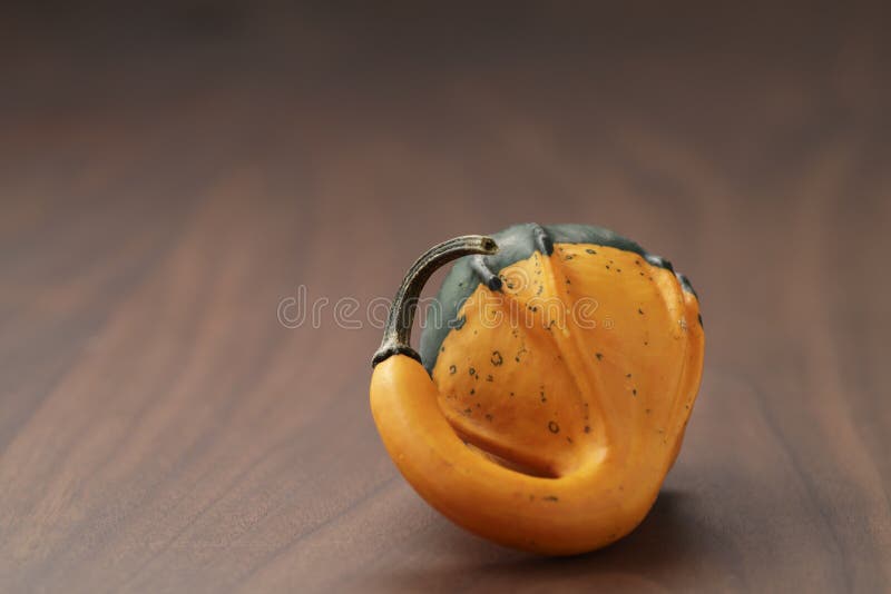Decorative Small Pumpkin on Wood Table Stock Image - Image of table ...