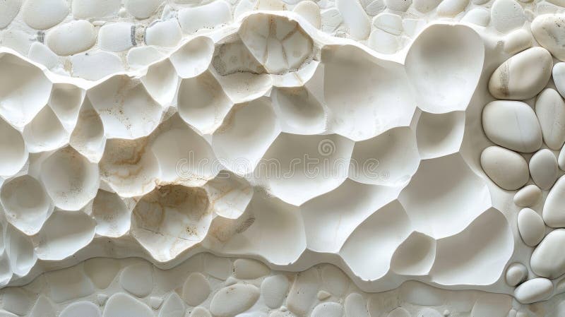 Decorative Small Stone Patterns on White Plaster Wall in Modern ...