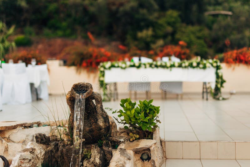 Decorative Small Waterfall-fountain Made Stock Image - Image of fall ...