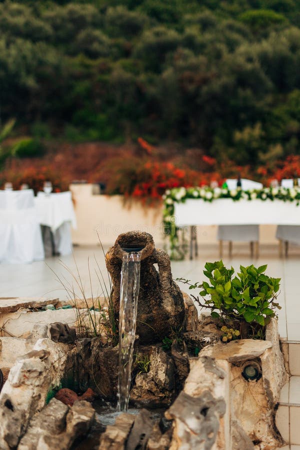 Decorative Small Waterfall-fountain Made Stock Image - Image of ...