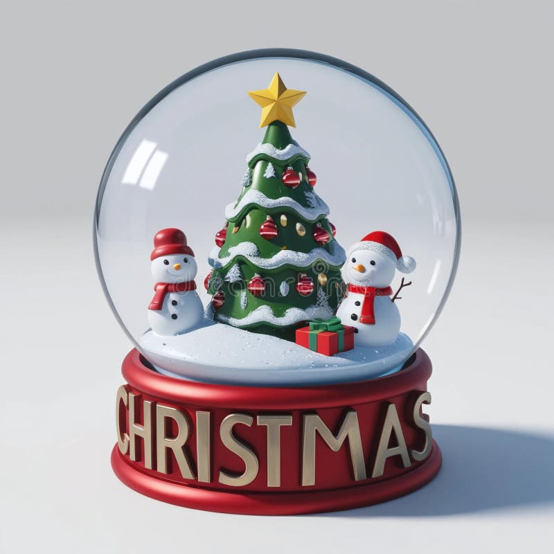 Decorative Snow Globe Featuring a Christmas Tree with Snowmen and ...